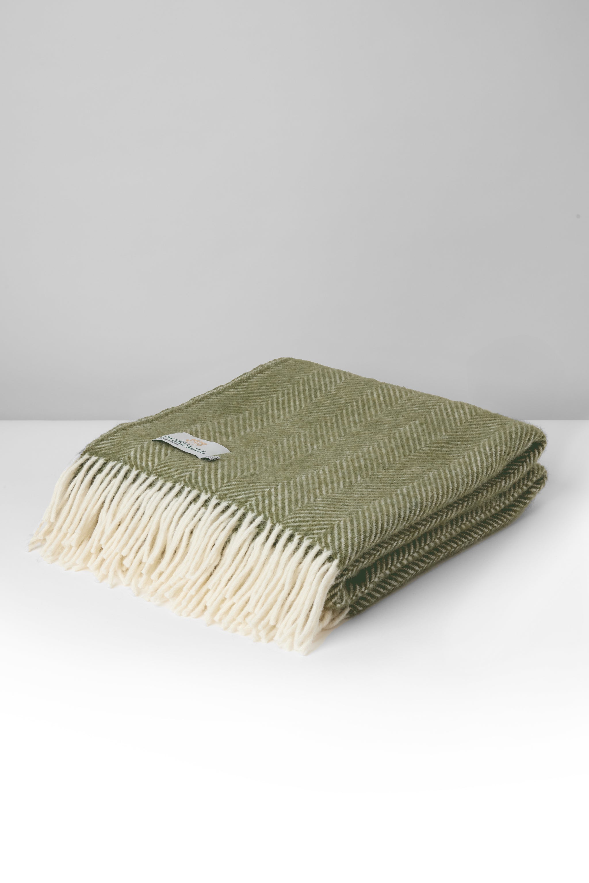 Tweedmill Fishbone Olive Wool Throw | The Royal Parks Shop